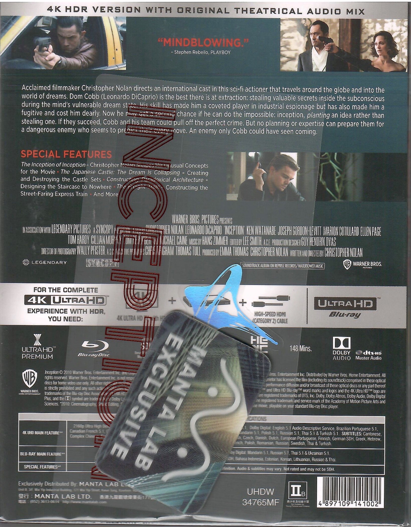 Inception 4K Full Slip SteelBook (ME#33)(Hong Kong) – Blurays For Everyone