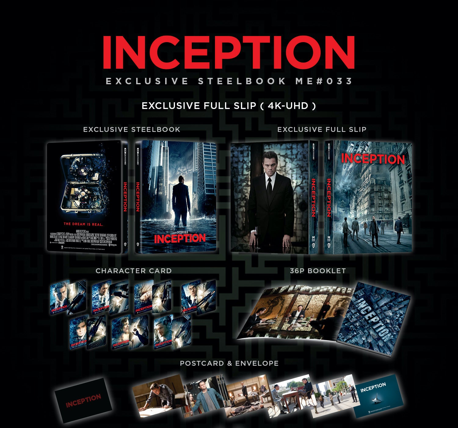 Inception 4K Full Slip SteelBook (ME#33)(Hong Kong) – Blurays For Everyone