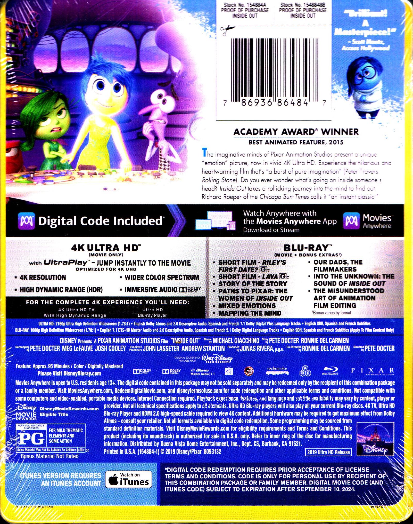 Inside Out 4K SteelBook (2015)(Exclusive) – Blurays For Everyone