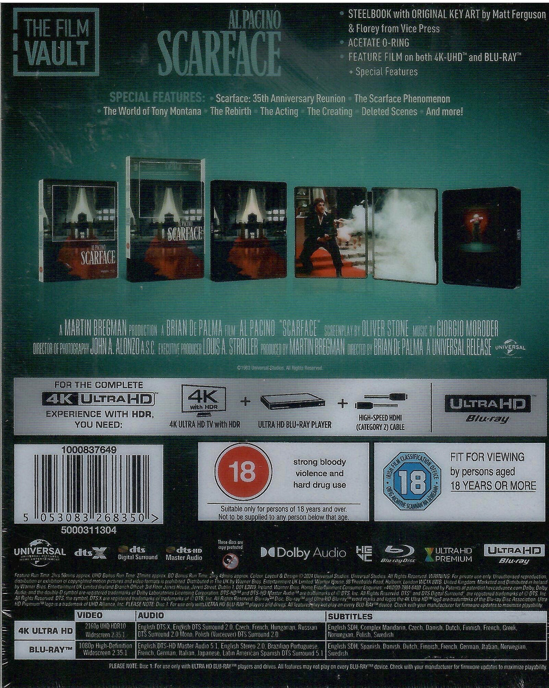 Scarface 4K SteelBook: The Film Vault Edition (UK) – Blurays For Everyone