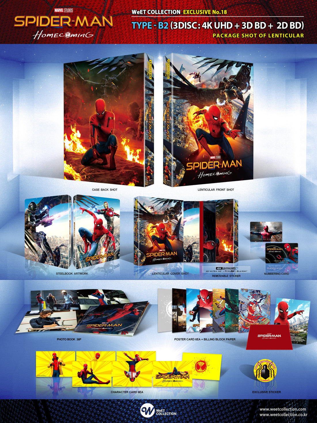Spider-Man: Homecoming 3D + 4K Lenticular B2 SteelBook (WCE#018)(Korea ...