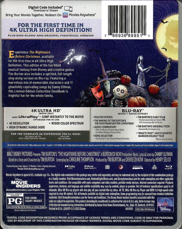 The Nightmare Before Christmas 4K SteelBook: Disney 100th Anniversary ...