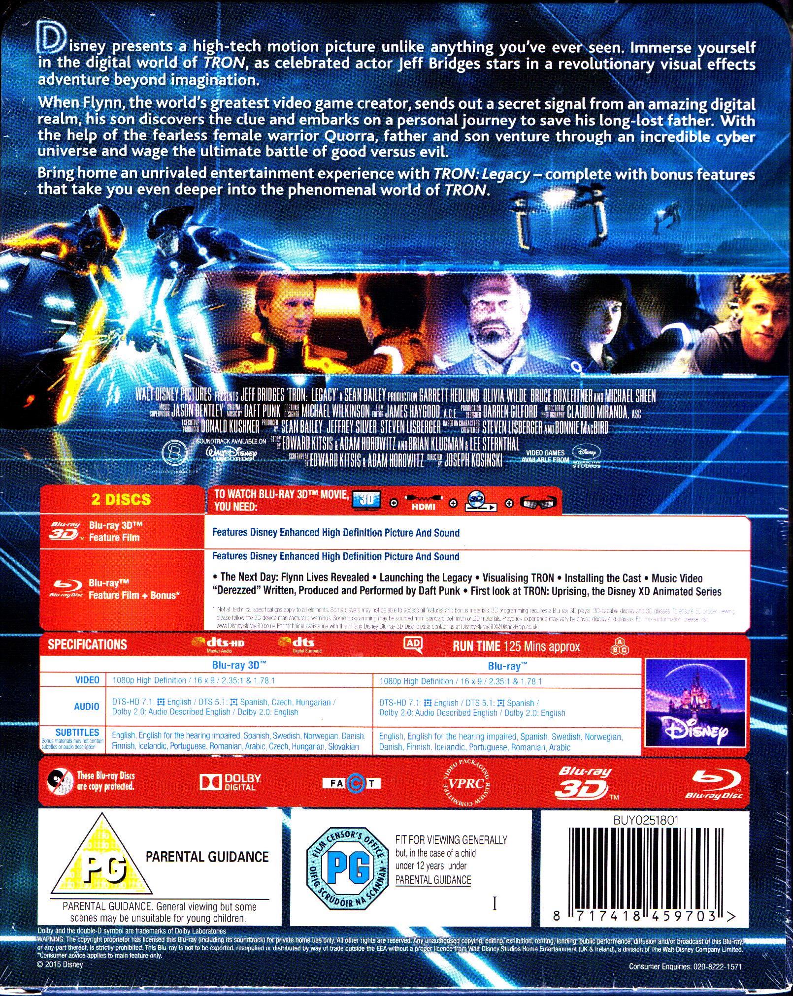 Tron: Legacy 3D SteelBook (UK) – Blurays For Everyone